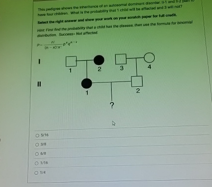 Solved This pedigree shows the inheritance of an autosomal | Chegg.com