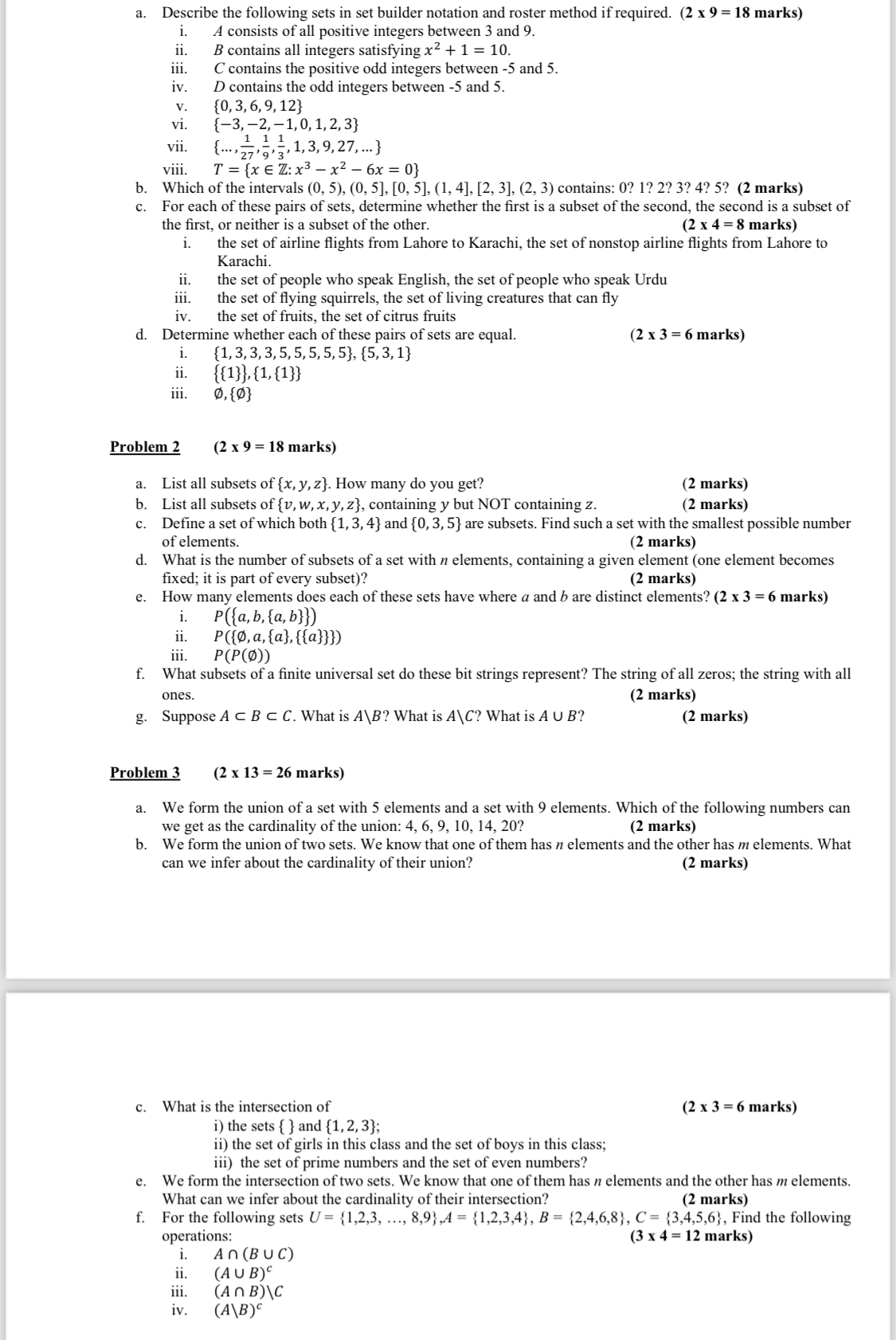 Solved a. ﻿Describe the following sets in set builder | Chegg.com