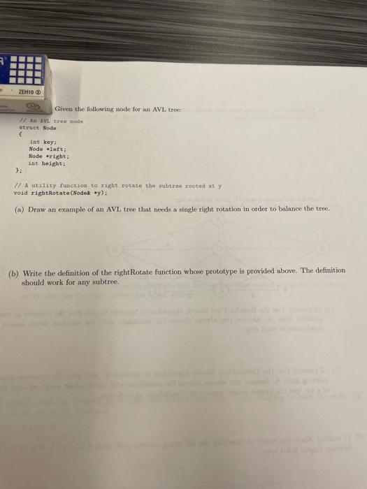 Solved ZEH10 Given the following node for an AVL tree A AVL | Chegg.com
