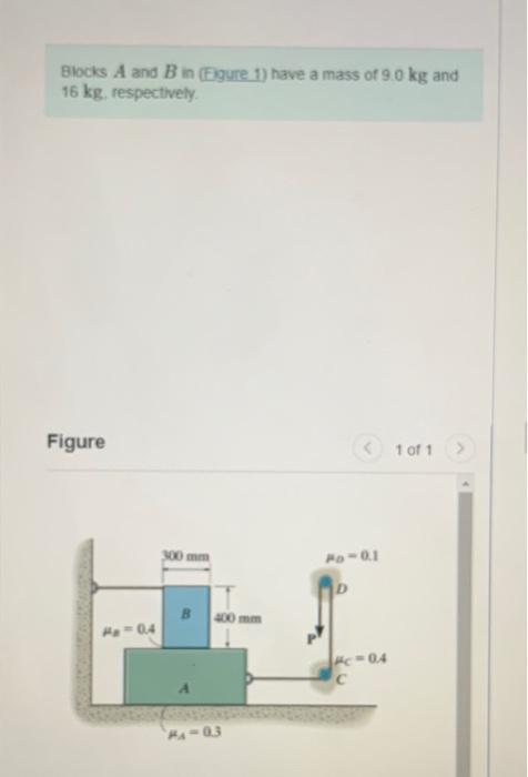 Solved Blocks A and B in (Fgure . 1) have a mass of 9.0 kg | Chegg.com