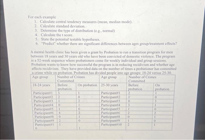 Solved lFor each example 1. Calculate central tendency | Chegg.com