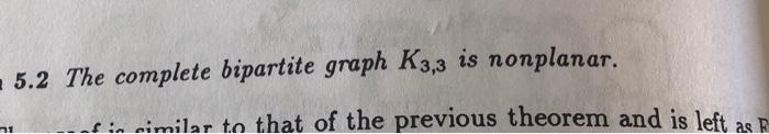 Solved - 5.2 The complete bipartite graph K3,3 is nonplanar. | Chegg.com