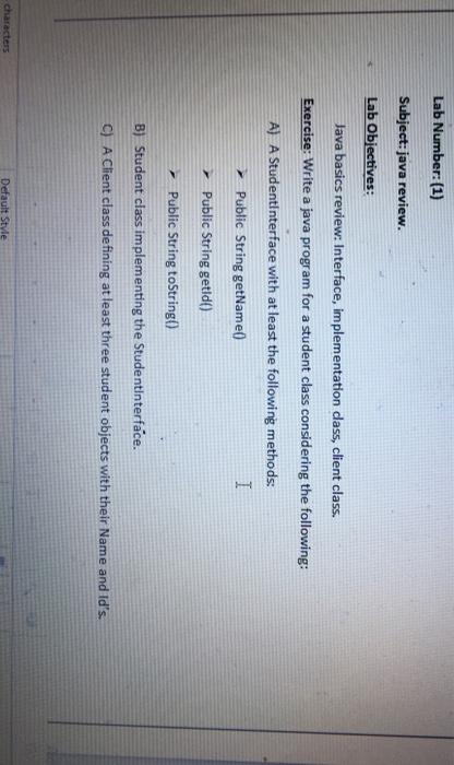 Solved Lab Number: (1) Subject:java review. Lab Objectives: | Chegg.com