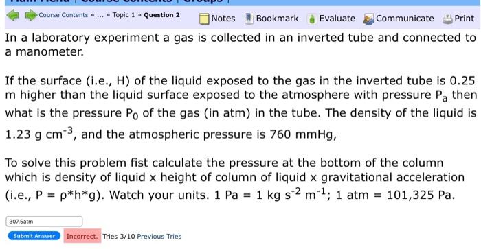 Solved In a laboratory experiment a gas is collected in an | Chegg.com