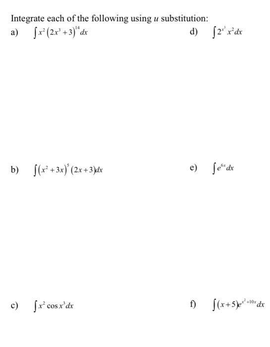 Solved Perform each of the following definite integrations: | Chegg.com