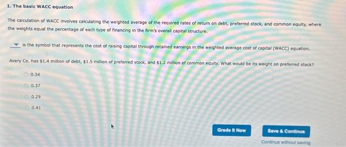 Solved The calculation of WACC involves calculating the | Chegg.com