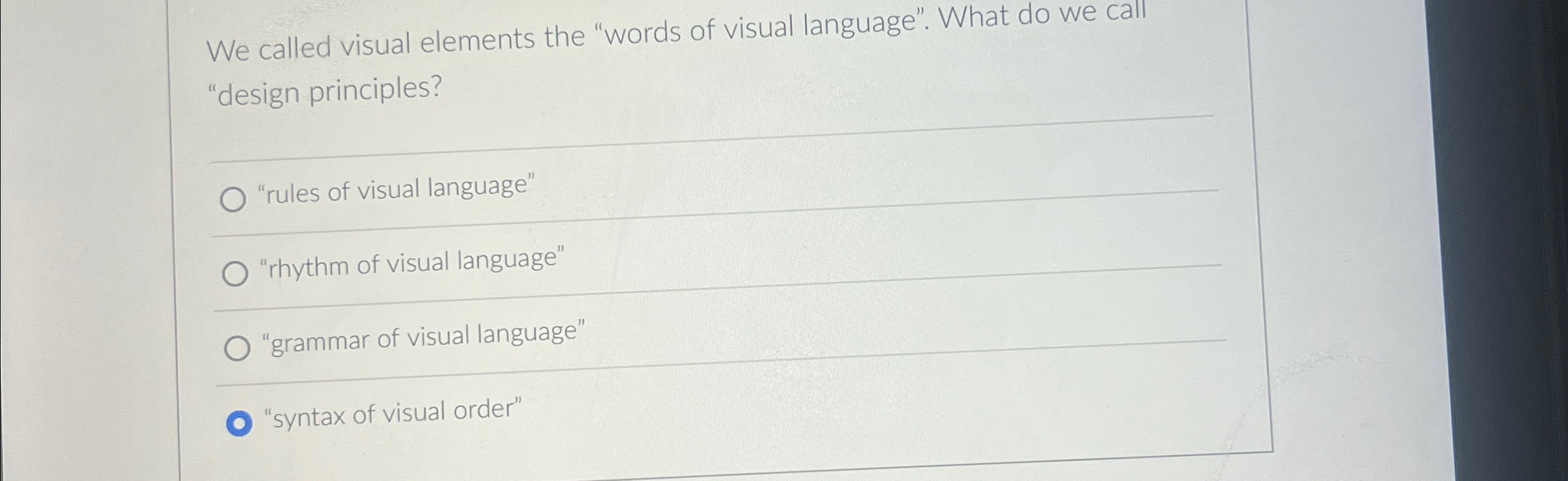 Solved We called visual elements the "words of visual | Chegg.com