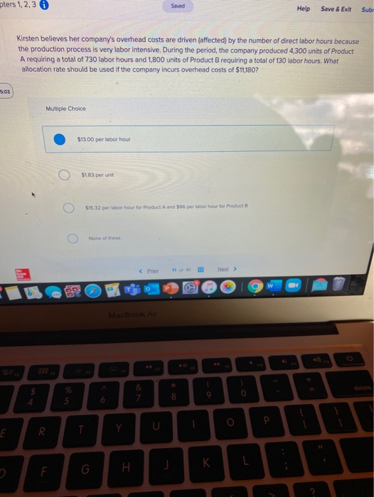 Solved pters 1,2,30 Saved Help Save & Exit Subi Kirsten | Chegg.com