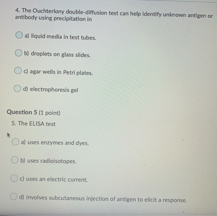 Solved 4. The Ouchterlony double-diffusion test can help | Chegg.com