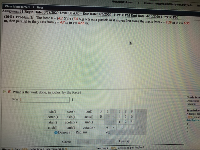 Solved theExpertTA.com Student:mrahman033citymall.cuny.edu | Chegg.com