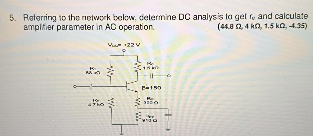 Solved Referring to the network below, determine DC analysis | Chegg.com