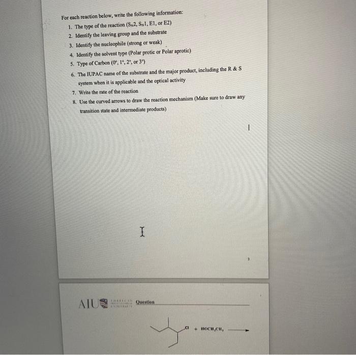 Solved For each reaction below, write the following | Chegg.com