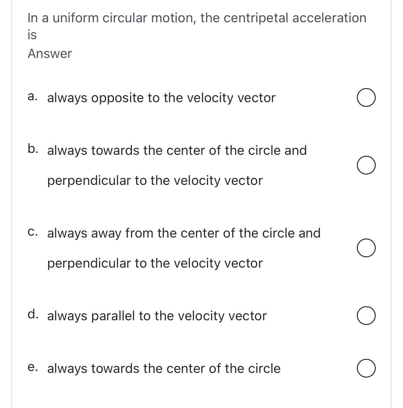 Solved In a uniform circular motion, the centripetal | Chegg.com