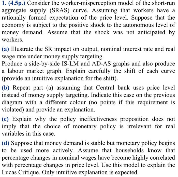 Solved 1. (4.5p.) Consider the worker-misperception model of | Chegg.com