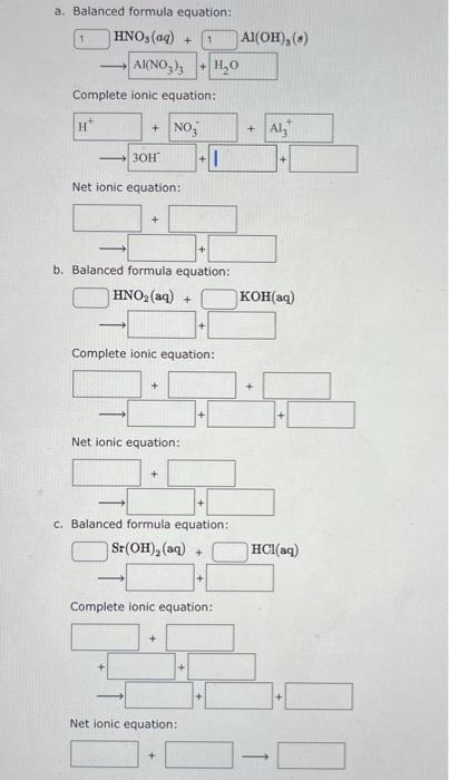 Solved a. Balanced formula equation: Complete ionic | Chegg.com