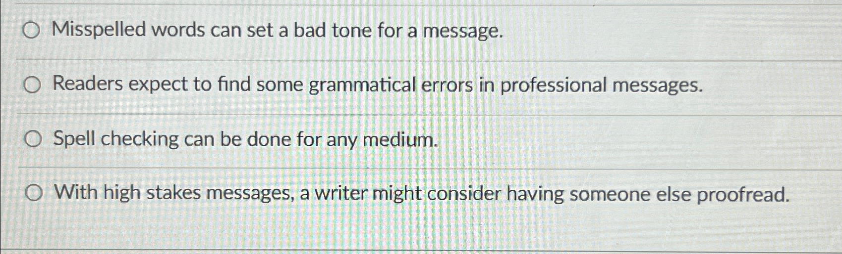 Solved Misspelled words can set a bad tone for a | Chegg.com