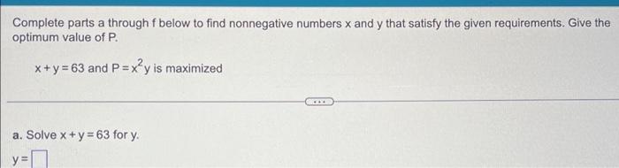 Solved Complete parts a through f below to find nonnegative | Chegg.com