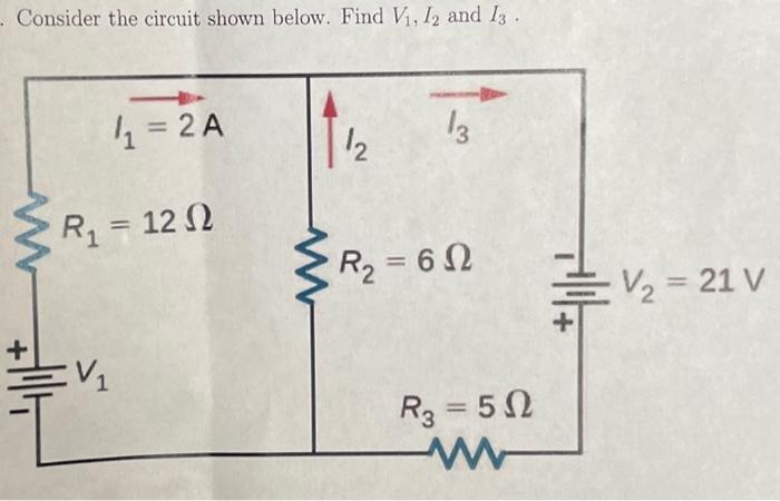 Consider the circuit shown below. Find V1,I2 and I3. | Chegg.com