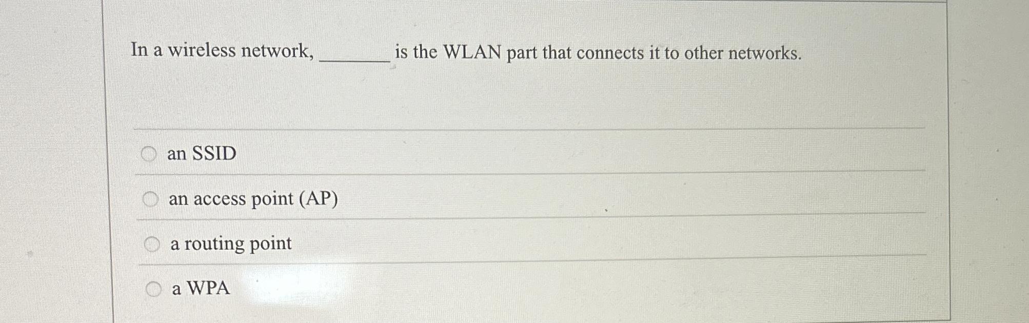Solved In a wireless network,is the WLAN part that connects | Chegg.com