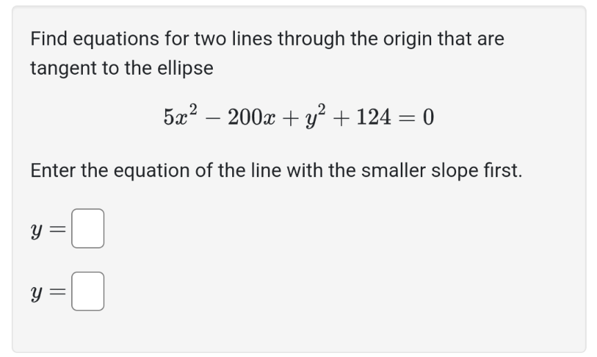 Solved Find equations for two lines through the origin that | Chegg.com