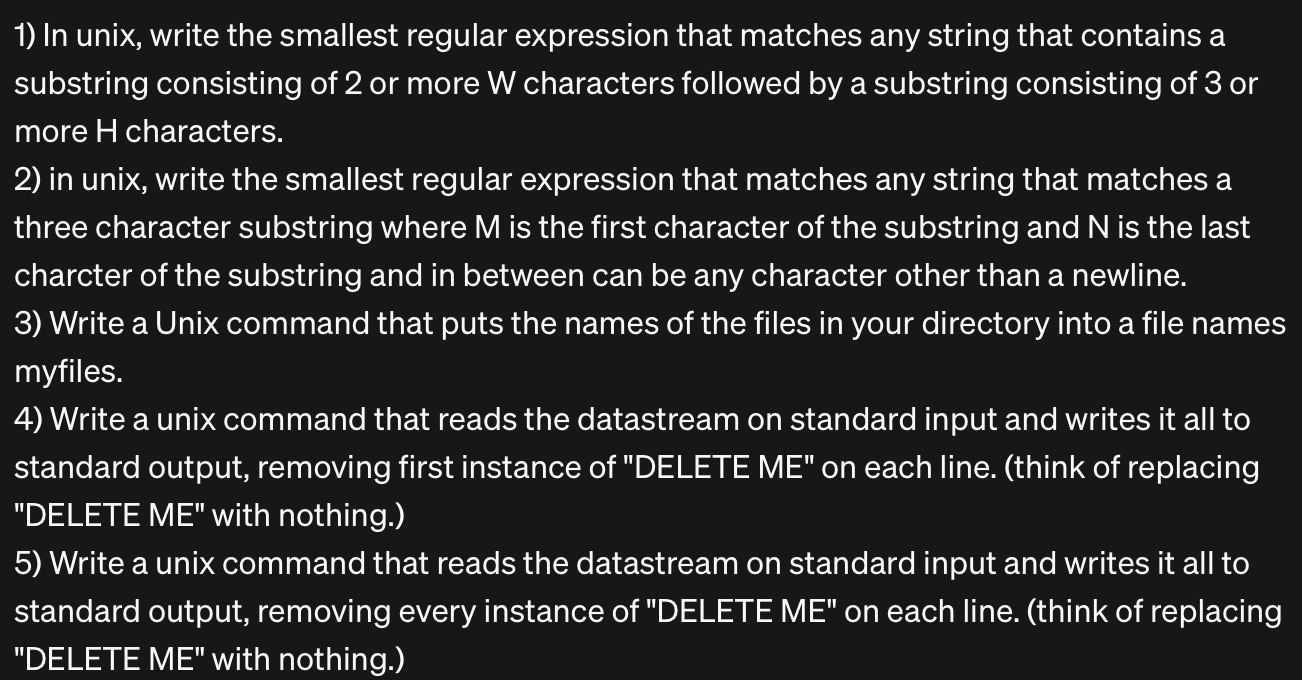 Solved In Unix Write The Smallest Regular Expression That
