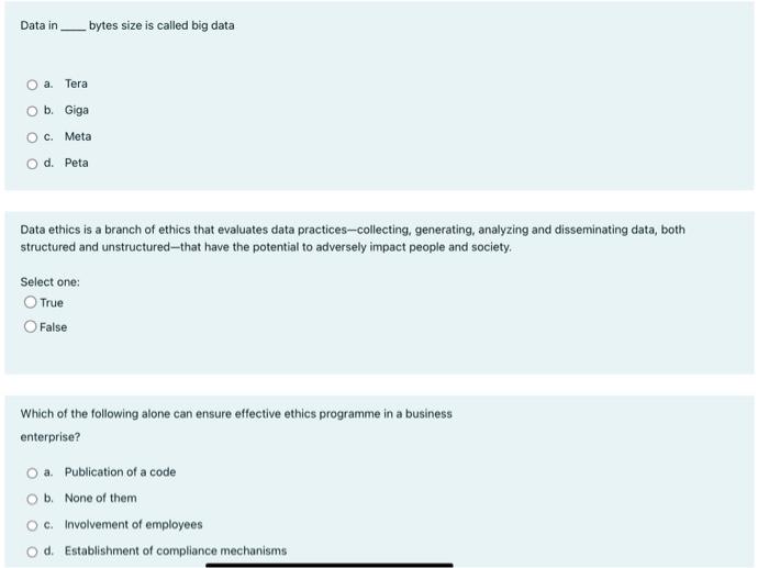 Solved In Big Data environments, Velocity refers a. Enormous | Chegg.com