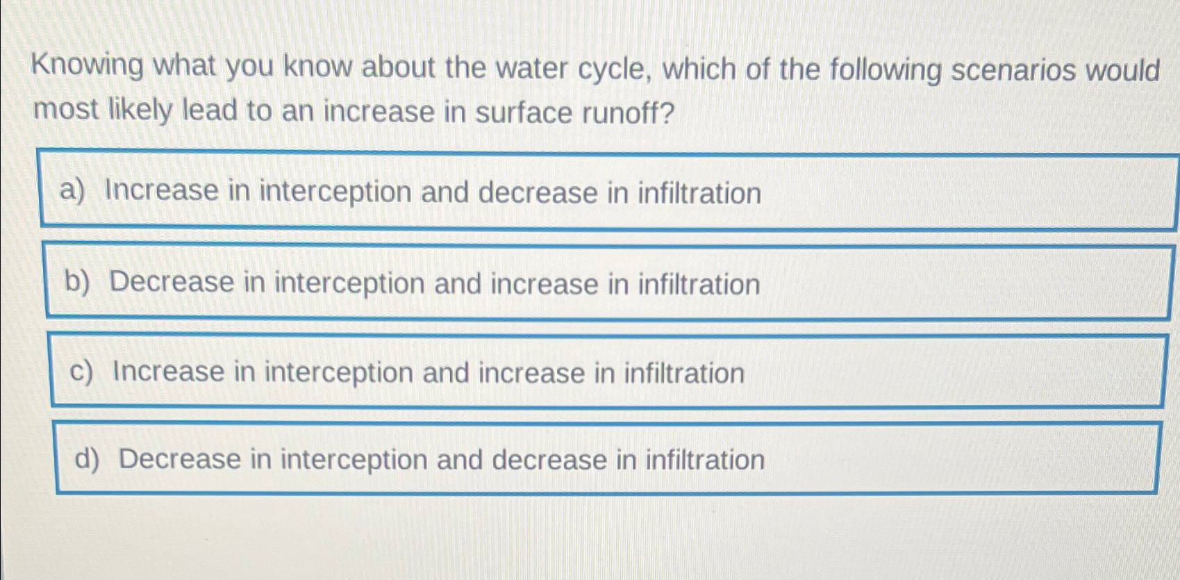 Solved Knowing what you know about the water cycle, which of | Chegg.com