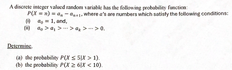 Solved A discrete integer valued random variable has the | Chegg.com Solved A discrete integer valued random variable has the | Chegg.com