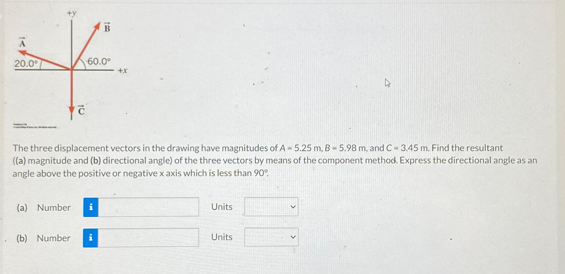 Solved The three displacement vectors in the drawing have | Chegg.com