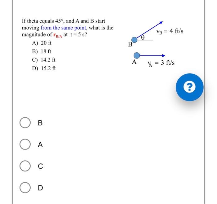 Solved If theta equals 45∘, and A and B start moving from | Chegg.com