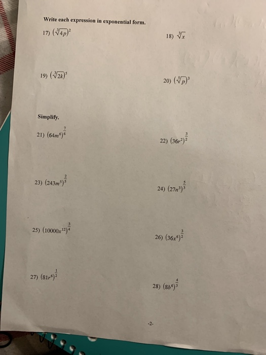 Solved Write each expression in exponential form. 17) (140) | Chegg.com