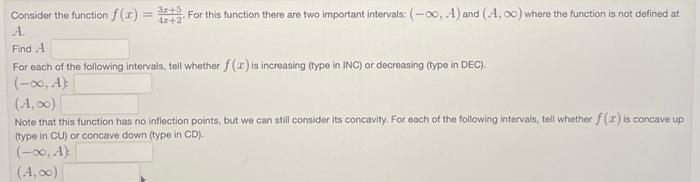 Solved Consider the function f(x)=4x+23x+5. For this | Chegg.com