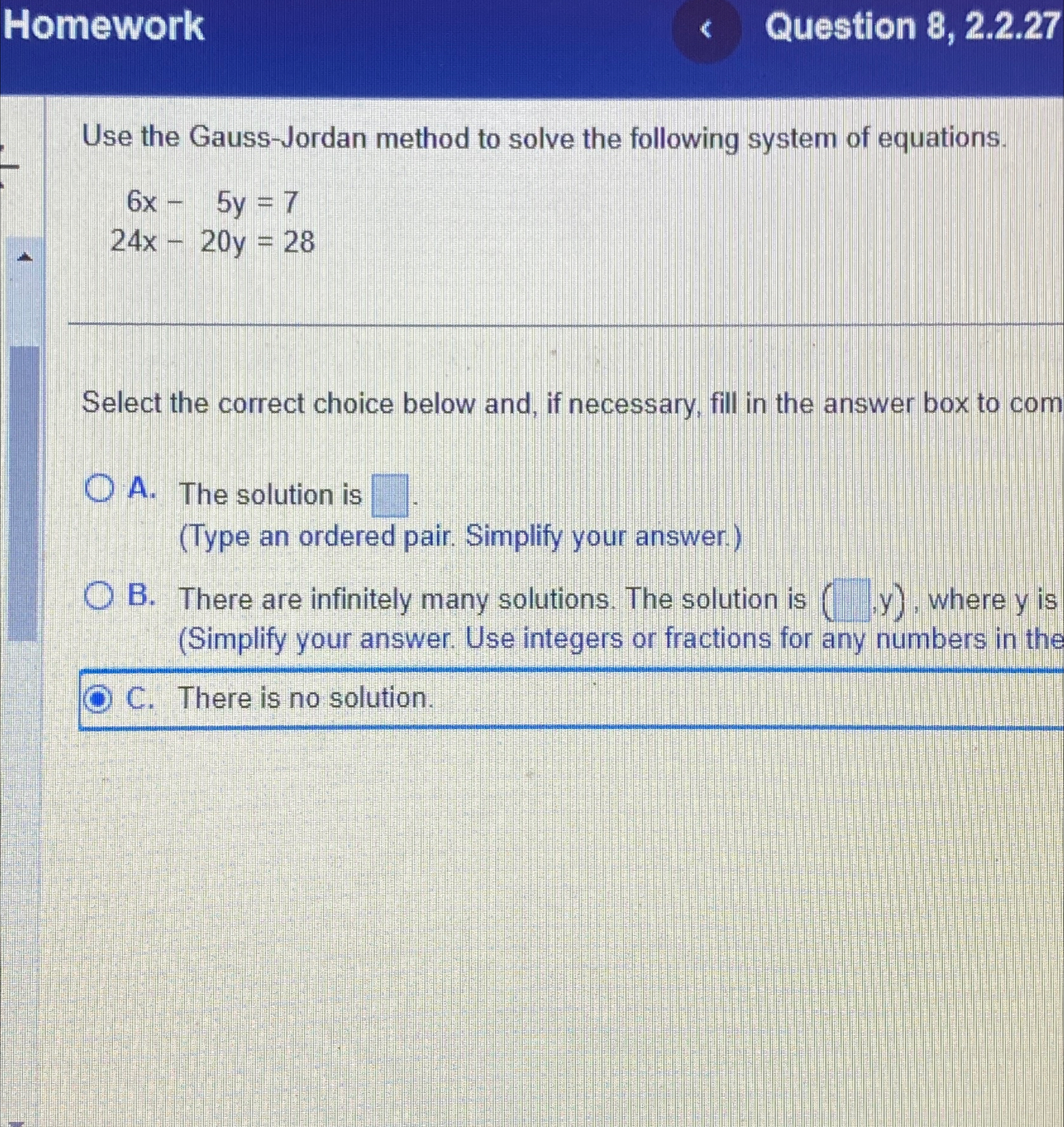 Solved Use the Gauss-Jordan method to solve the following | Chegg.com