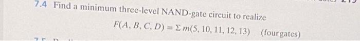 Solved F.4 Find a minimum three-level NAND-gate circuit to | Chegg.com