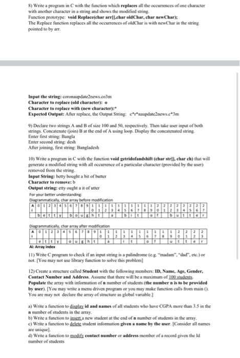 Solved 1) Write a program in C to insert an element in kth | Chegg.com