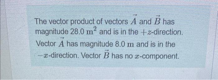 Solved The vector product of vectors A and B has magnitude | Chegg.com