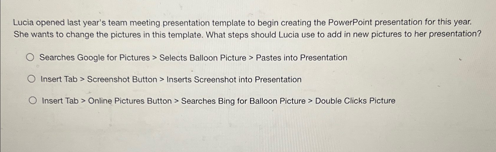 Solved Lucia opened last year's team meeting presentation | Chegg.com