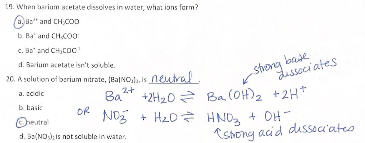 Solved When barium acetate dissolves in water, what ions | Chegg.com