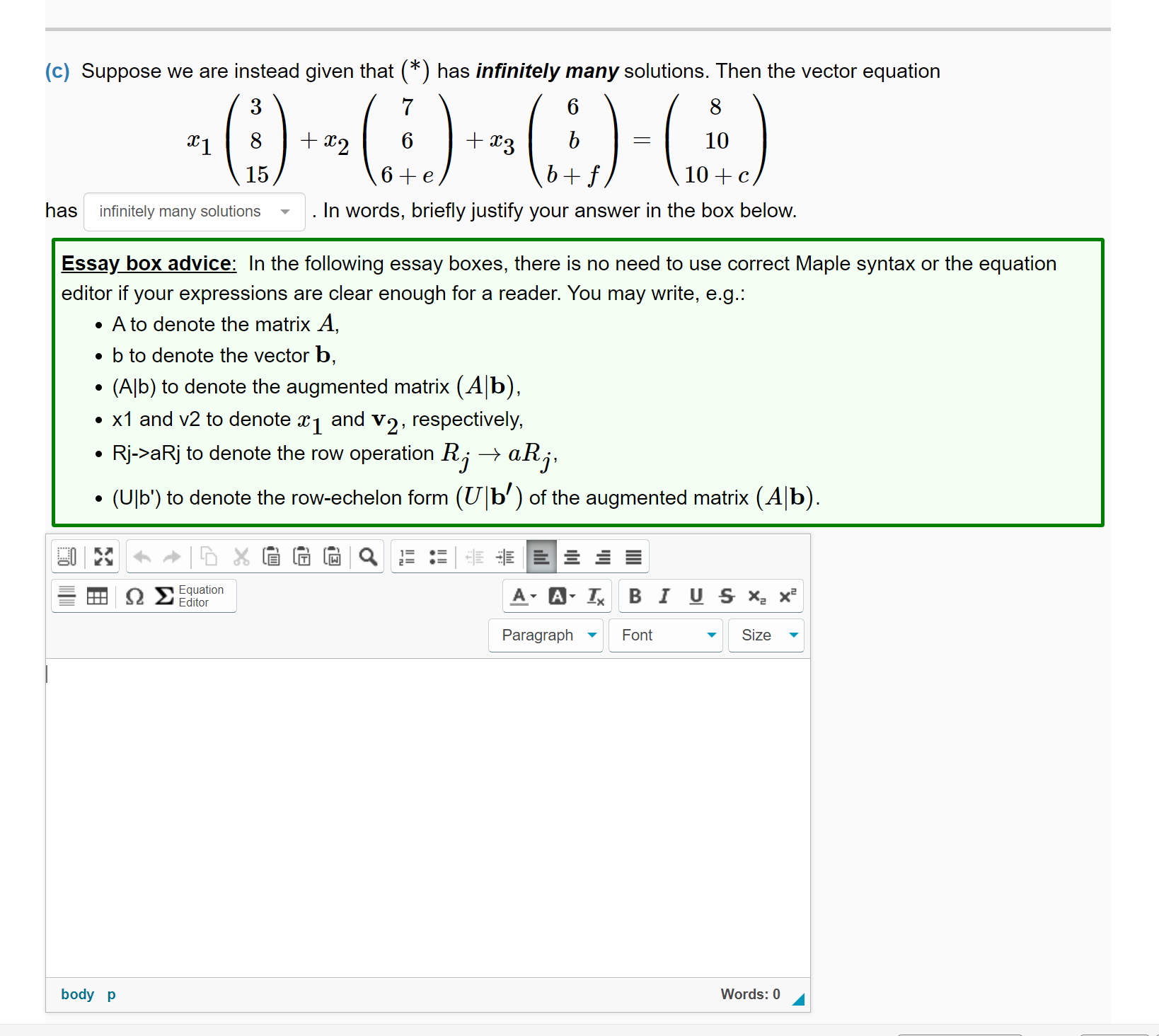 Solved (c) ﻿Suppose we are instead given that (**) ﻿has | Chegg.com