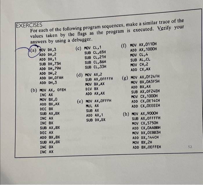 Solved EXERCISES For each of the following program | Chegg.com
