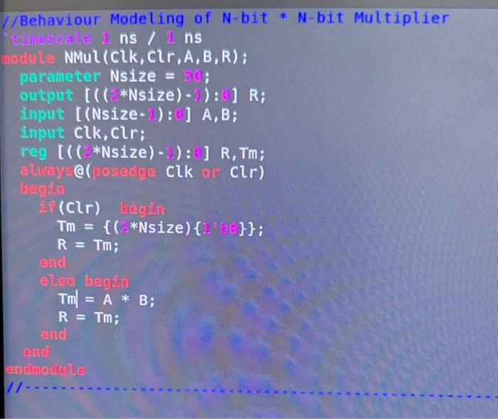 Solved /Behaviour Modeling of N-bit * N-bit Multiplier | Chegg.com