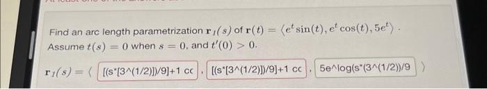 Solved Find an arc length parametrization rI(s) of | Chegg.com