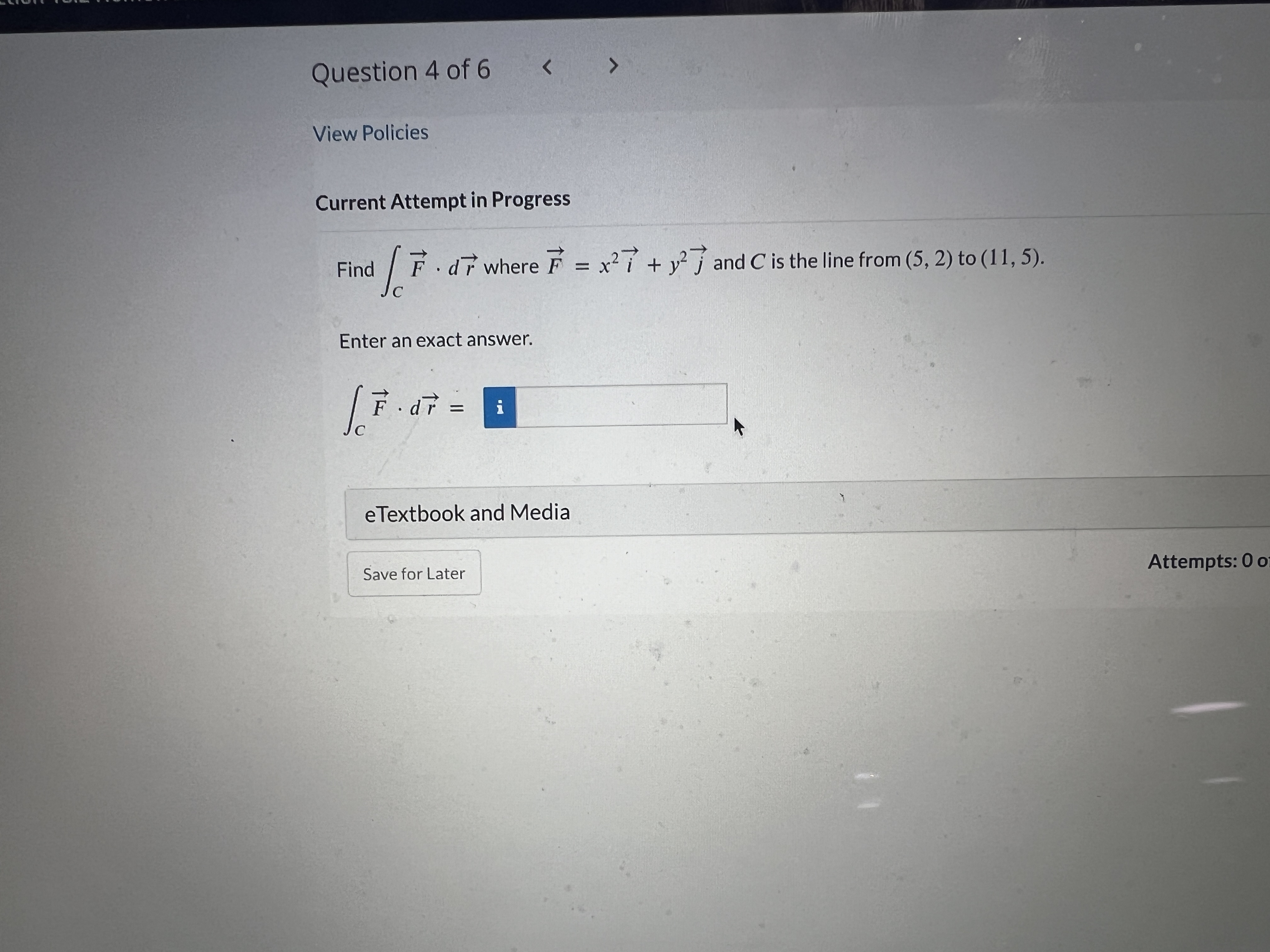 Solved Current Attempt in ProgressFind ∫C﻿vec(F)*dvec(r) | Chegg.com