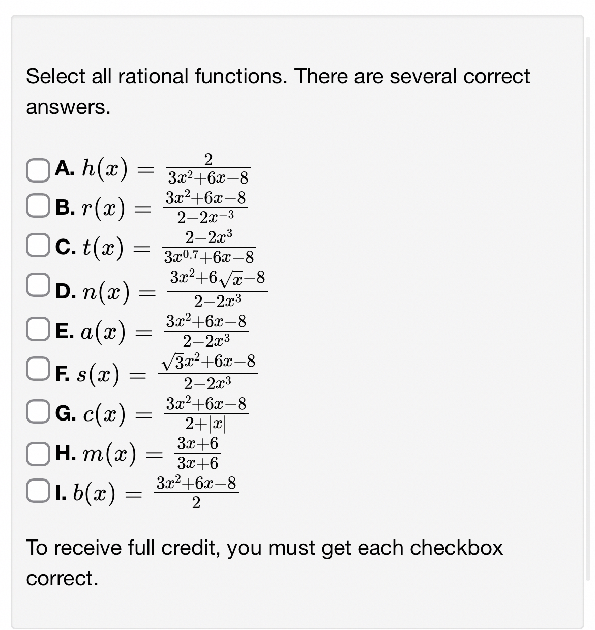 Solved Select all rational functions. There are several | Chegg.com