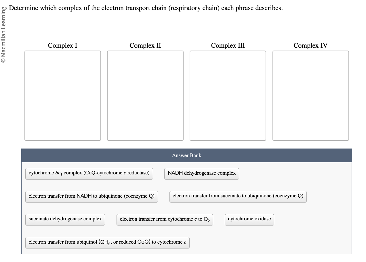 Determine which complex of the electron transport | Chegg.com