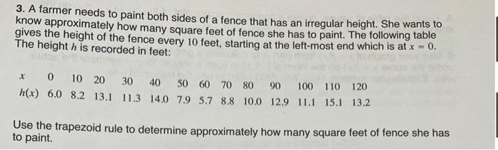 Solved 3. A farmer needs to paint both sides of a fence that | Chegg.com