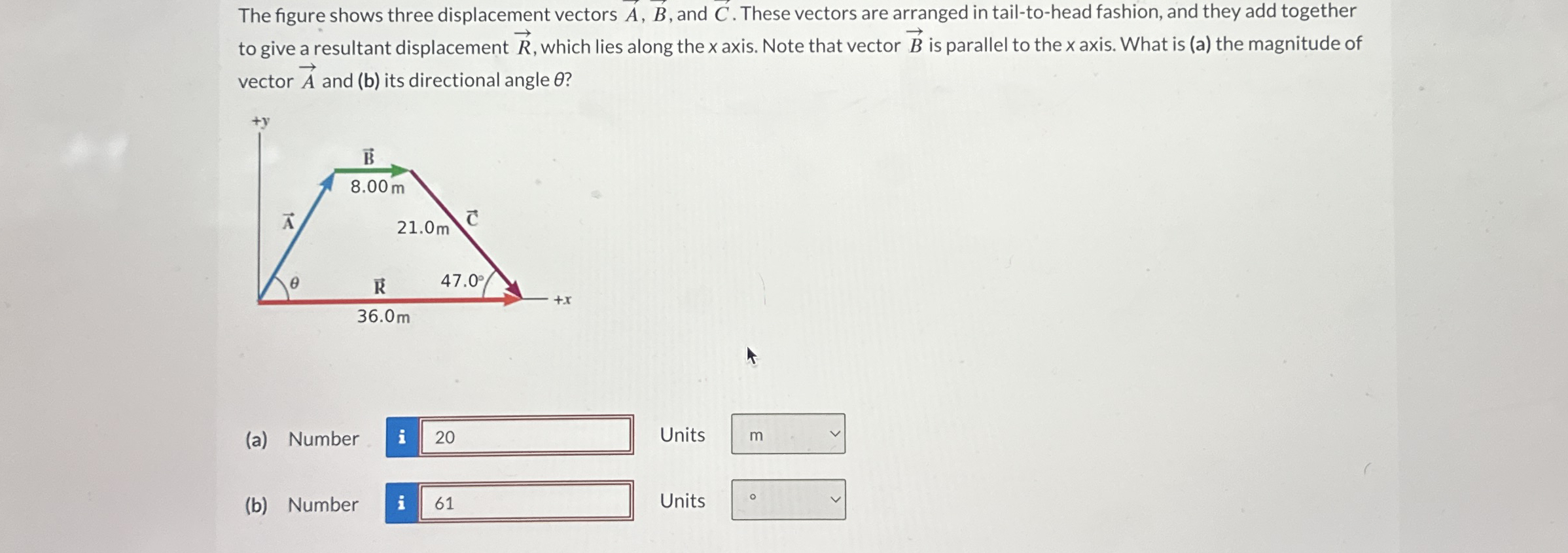 Solved The figure shows three displacement vectors | Chegg.com