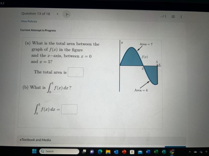 Solved (a) What is the total area between the graph of f(x) | Chegg.com