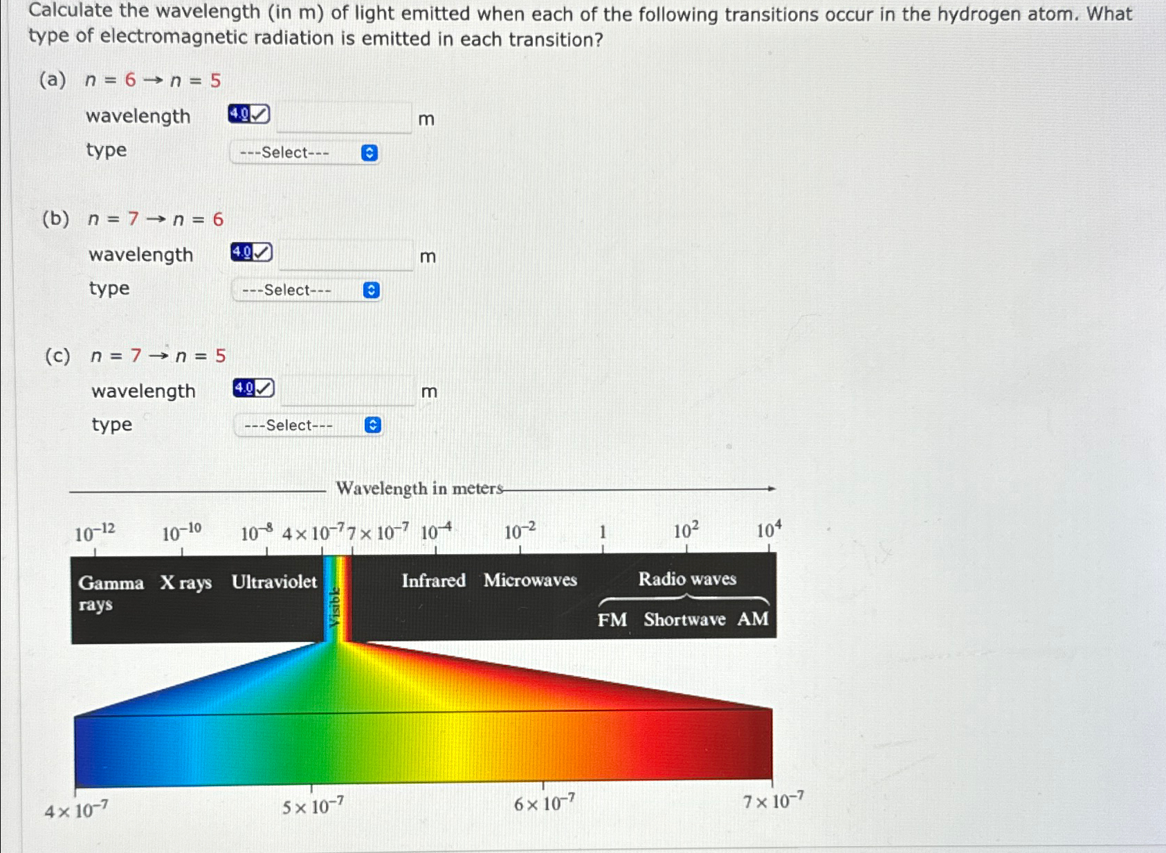 Solved Calculate the wavelength (in m ) ﻿of light emitted | Chegg.com