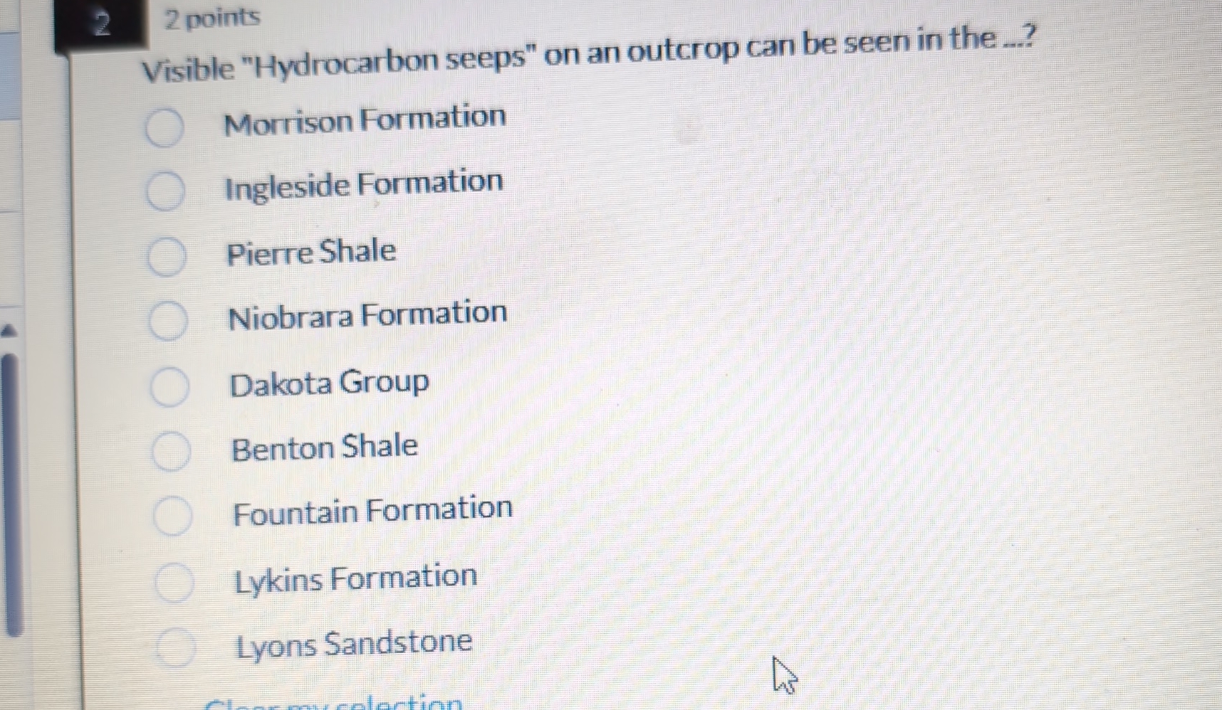 Solved 22 ﻿pointsVisible "Hydrocarbon seeps" on an outcrop | Chegg.com
